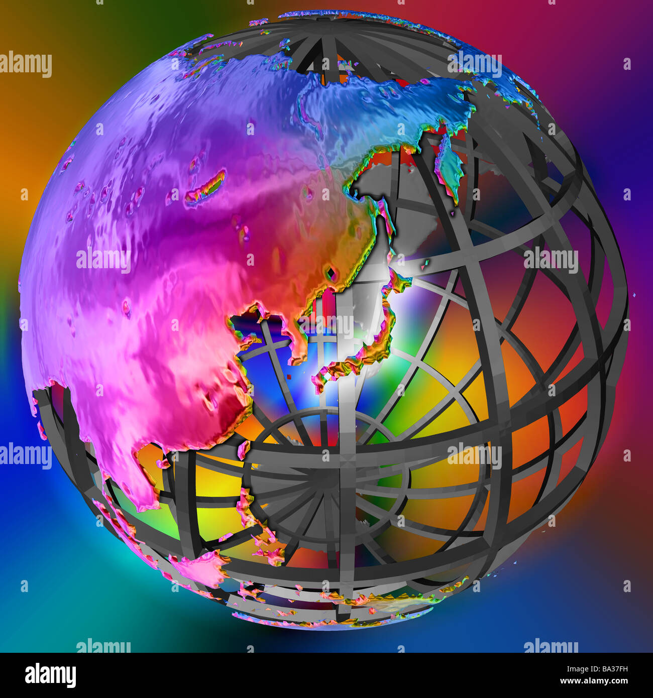 Globe map centered on asia hi-res stock photography and images - Alamy