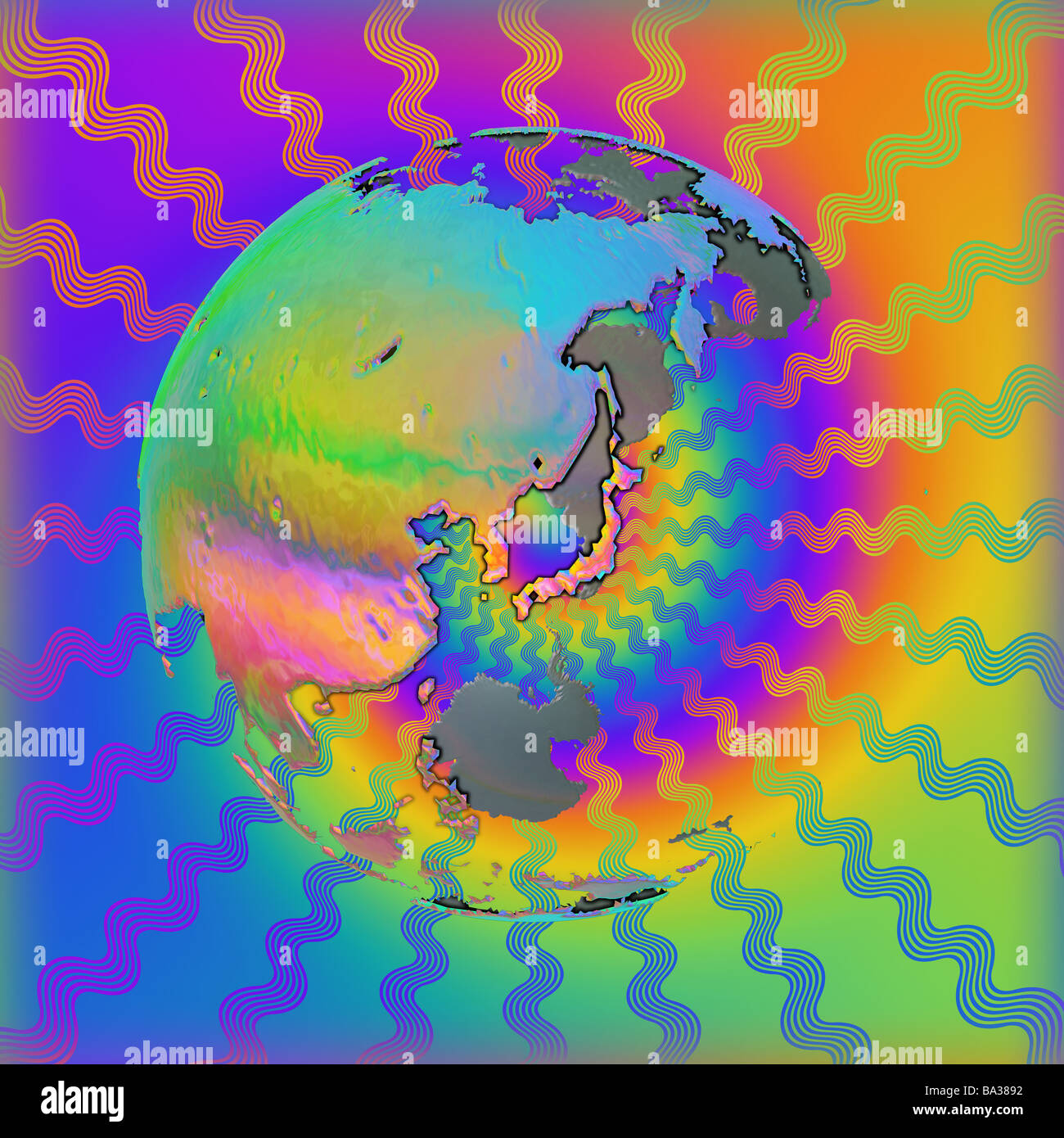 Globe map centered on asia hi-res stock photography and images - Alamy