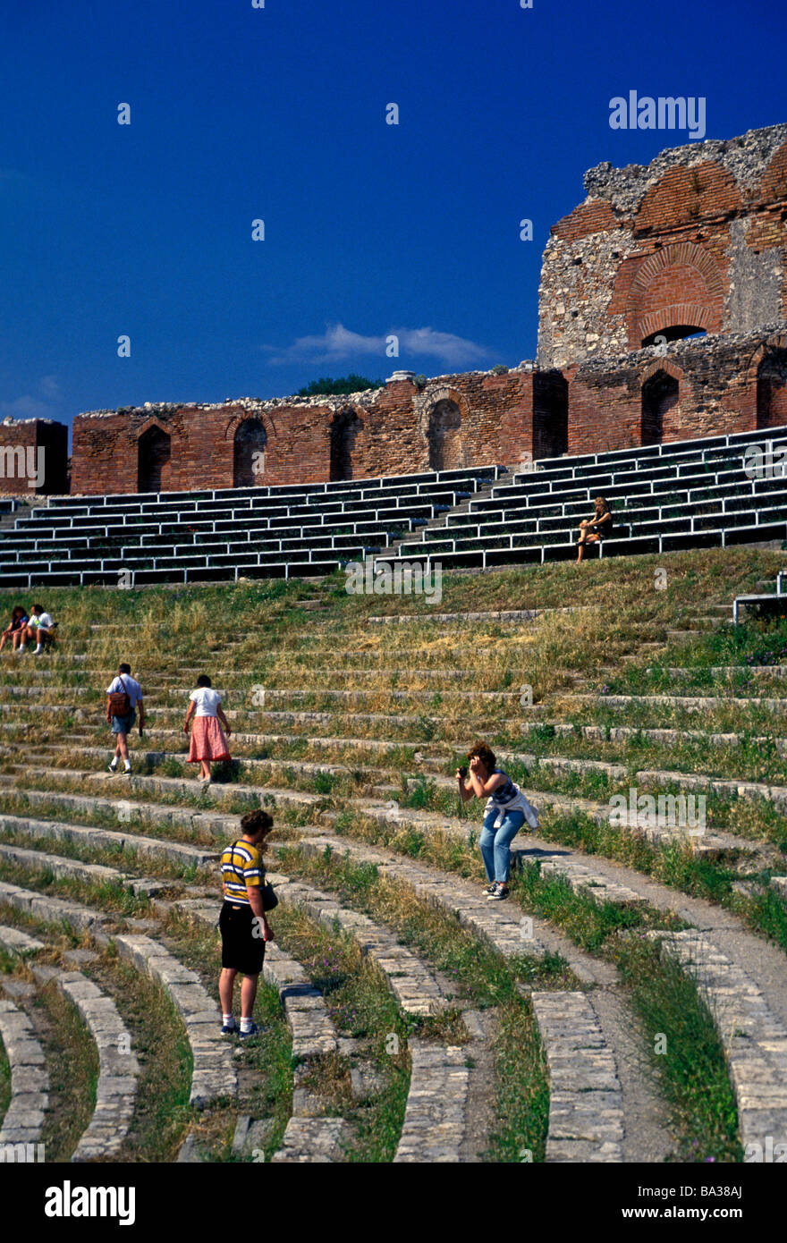 tourists, visitors, visiting, Greek amphitheater, Greco-Roman ...