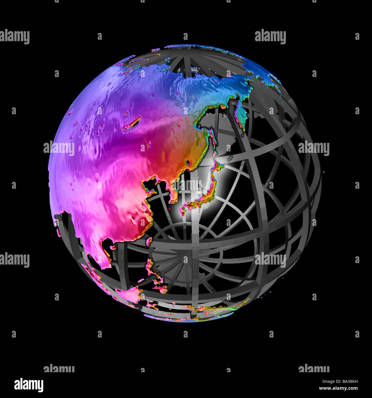 Globe map centered on asia hi-res stock photography and images - Alamy