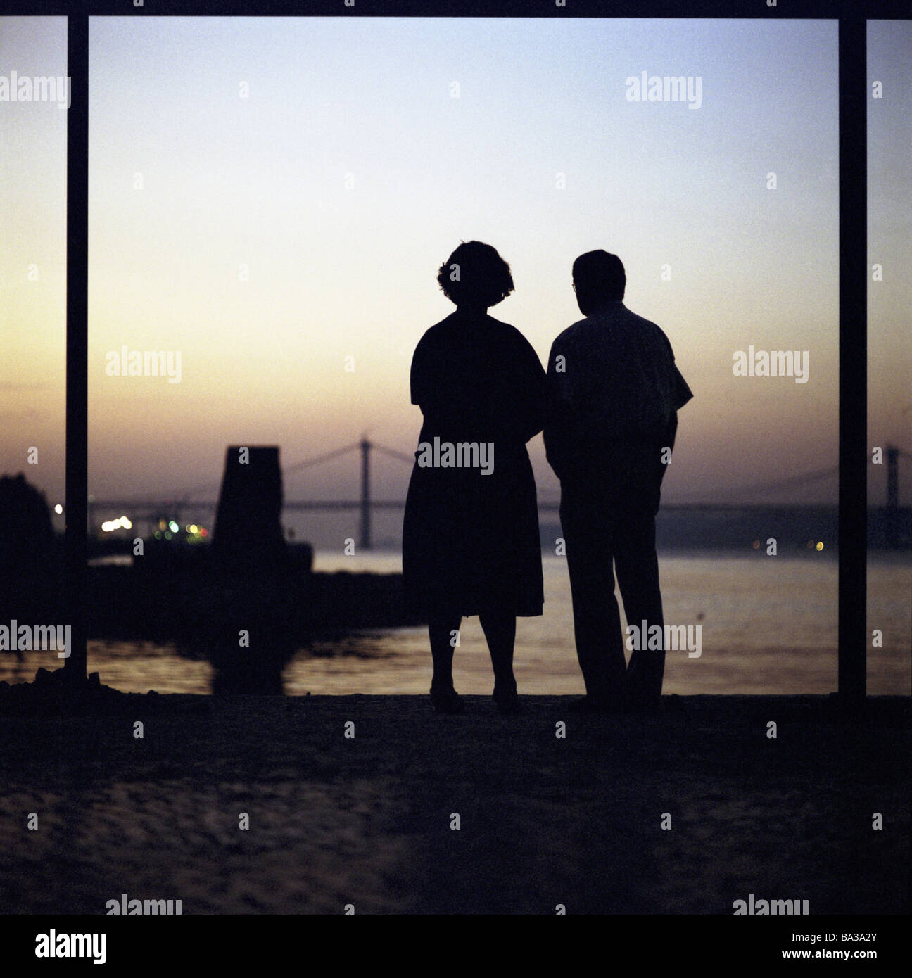 Mate stands silhouette sunset love enjoys partnership relationship ...