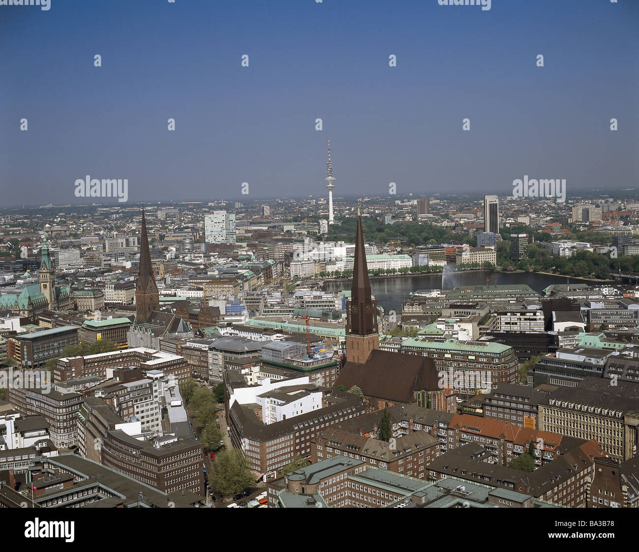 Germany Hamburg city-overview Binnenalster summers Europe Northern ...