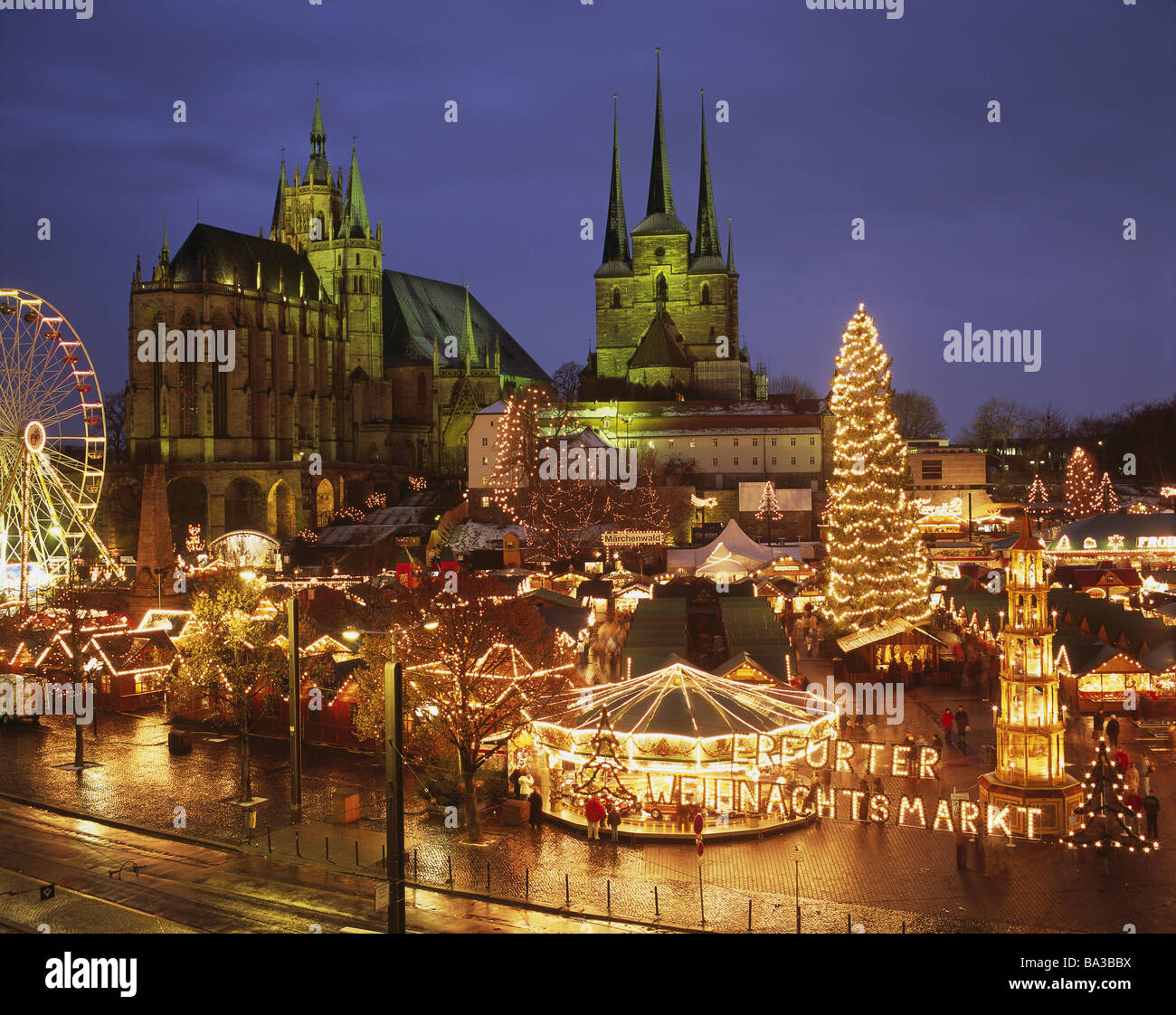 Germany Thuringia Erfurt cathedral-place Christmas-market cathedral ...