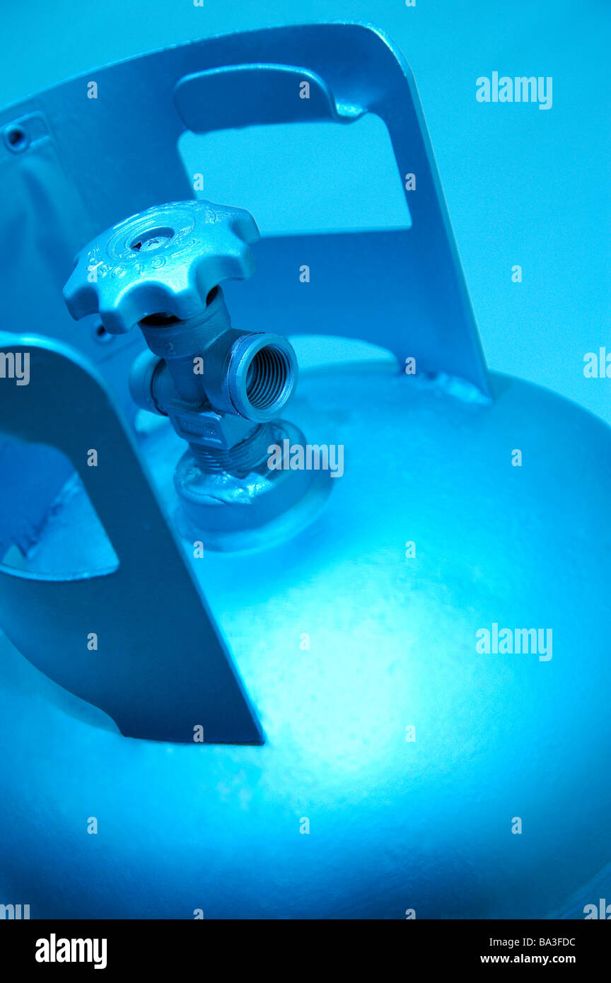 Close up of a gas cylinder high angle view Stock Photo - Alamy