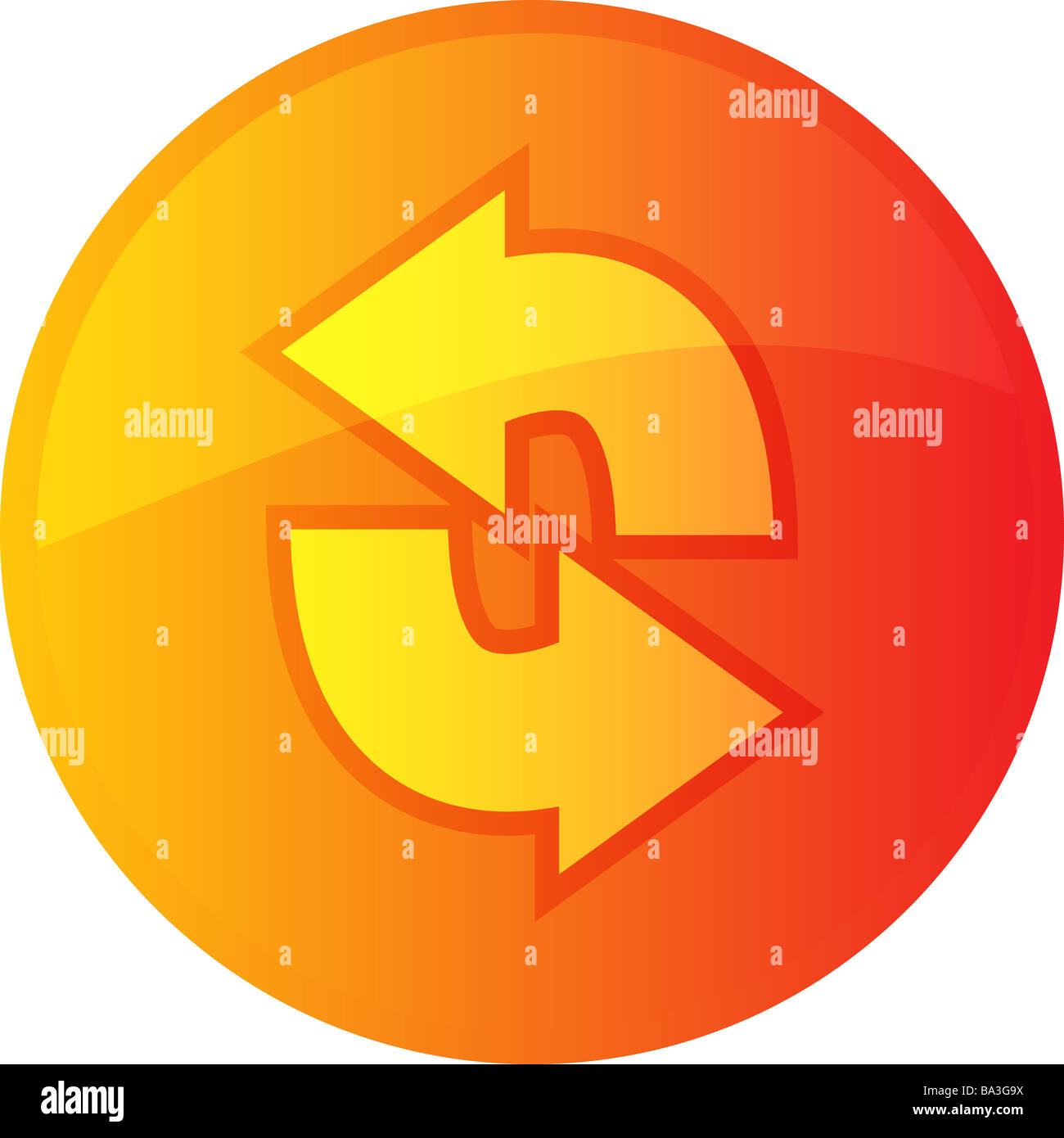Refresh navigation icon glossy button round shape Stock Photo - Alamy