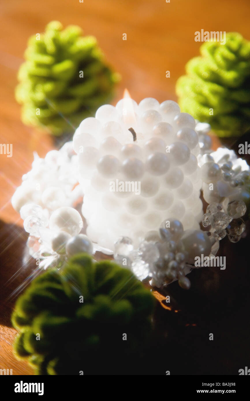 White Pearl Candles Stock Photo - Alamy