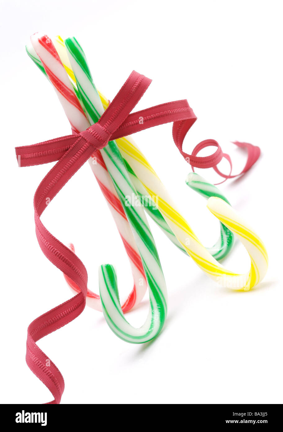Bunch of candy canes tied up with ribbon Stock Photo - Alamy