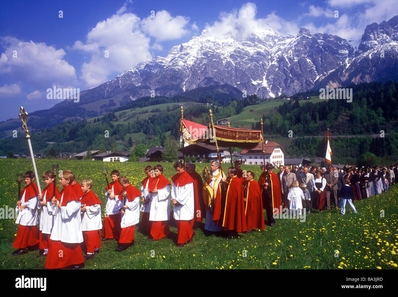 Corpus Christi procession taking place in beautiful alpine setting at ...