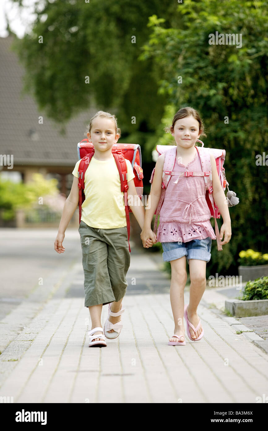 Girls school satchels school-way goes series people children two 6-7 ...