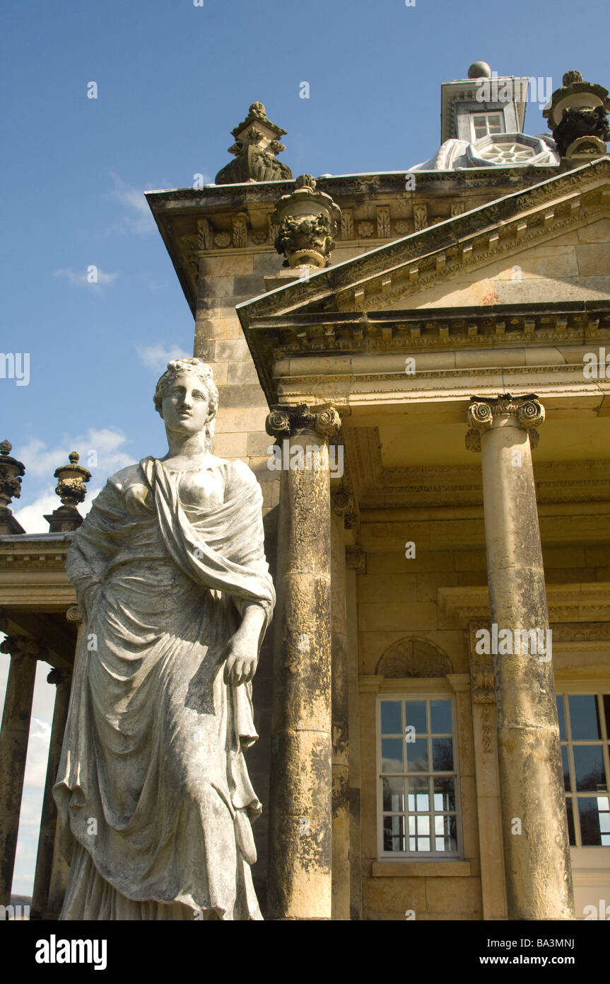Statue and portico at temple of the four winds, Castle Howard, North ...