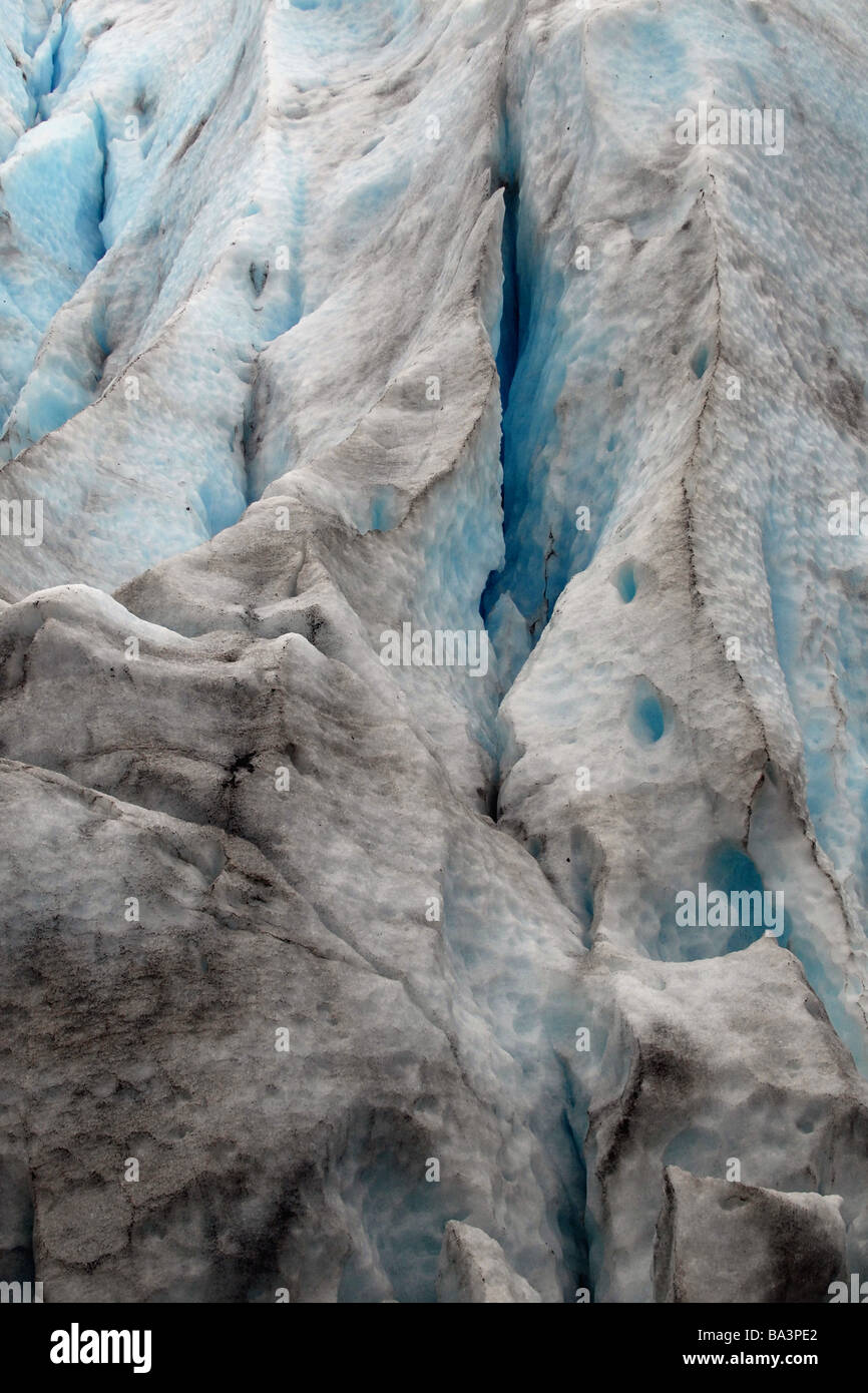 Glacial crevasses on the face of Exit Glacier, Seward, Alaska Stock ...