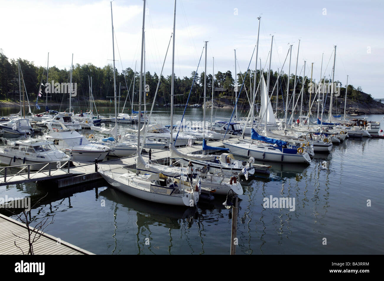Boat harbor in the archipelago Stock Photo - Alamy