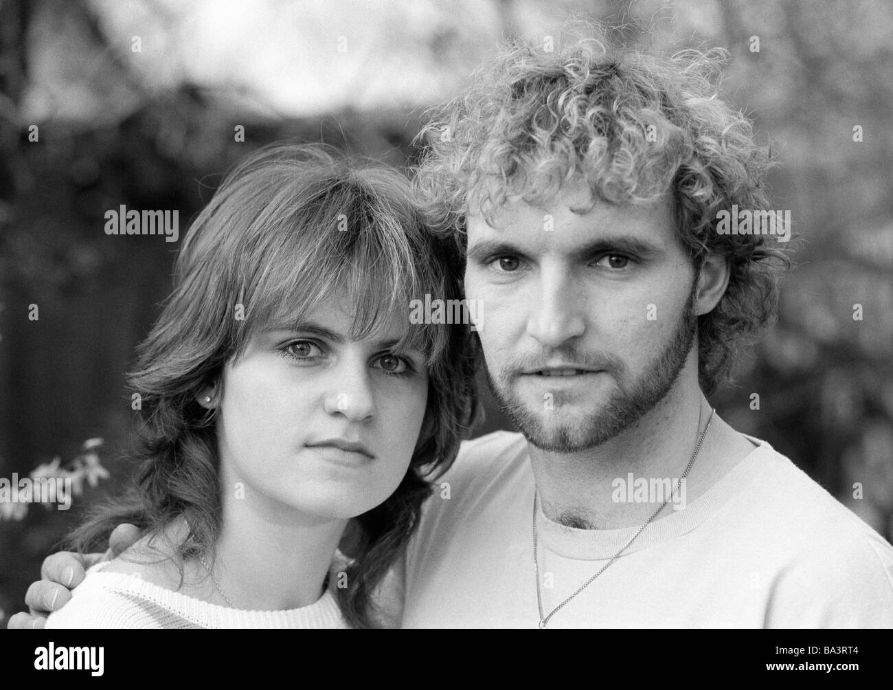 Achtziger Jahre, Menschen, junges Paar, Portraet, Birgit, Achim Stock ...