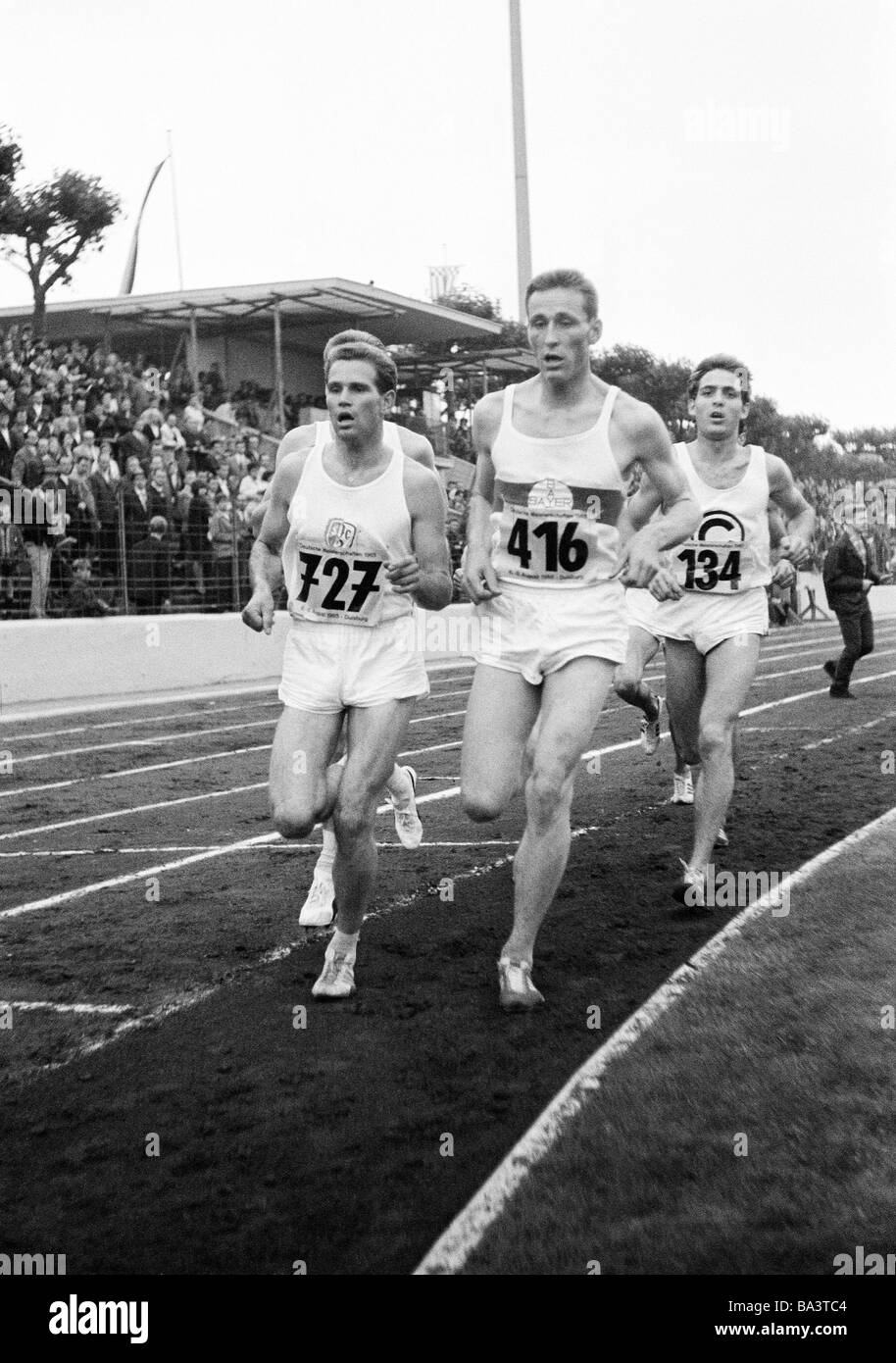 Sixties, black and white photo, sports, athletics, German Championships ...