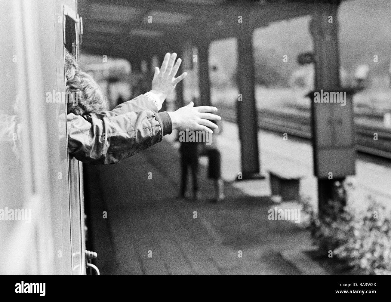 Railway train leaving station leaves Black and White Stock Photos ...