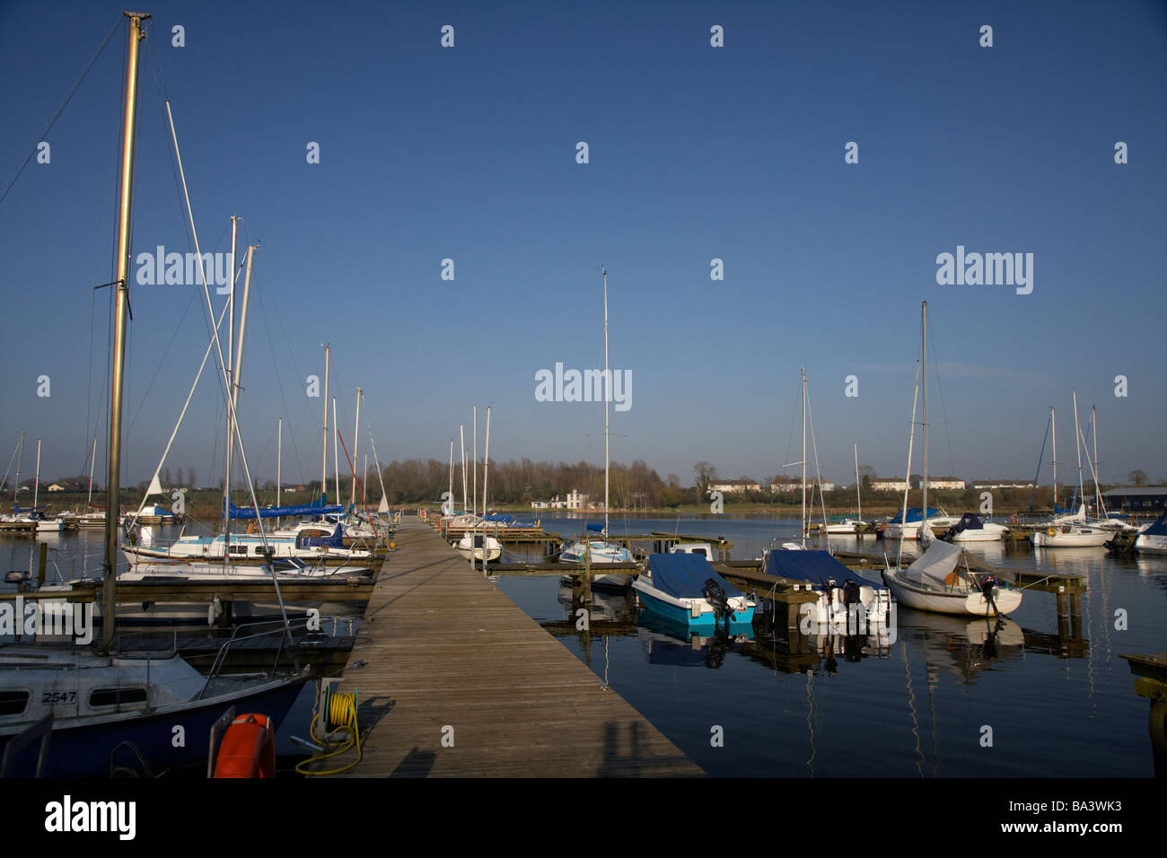wooden jetty and pleasure craft at Kinnego Marina Craigavon County ...