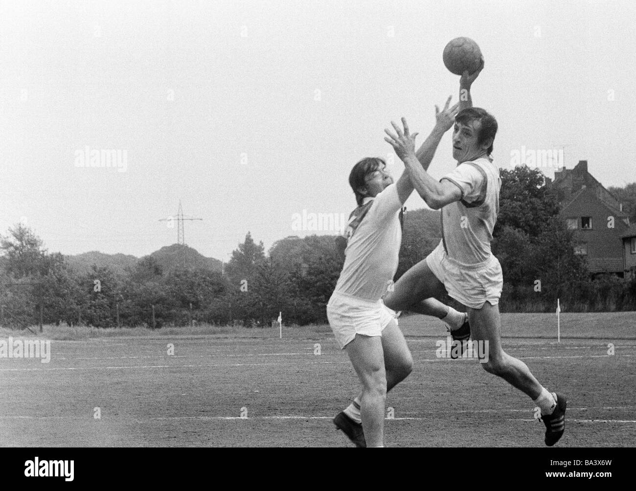 Seventies, black and white photo, sports, handball, Field handball ...