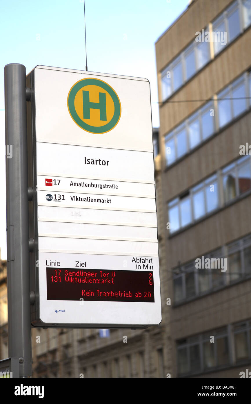 Germany Bavaria Munich streetcar stop detail information-sign waiter ...