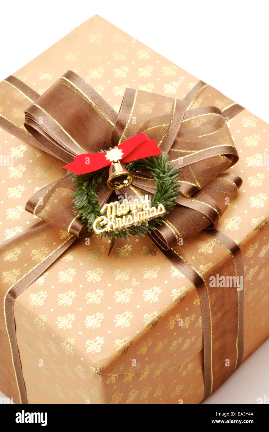 Wrapped gift with bow Stock Photo - Alamy