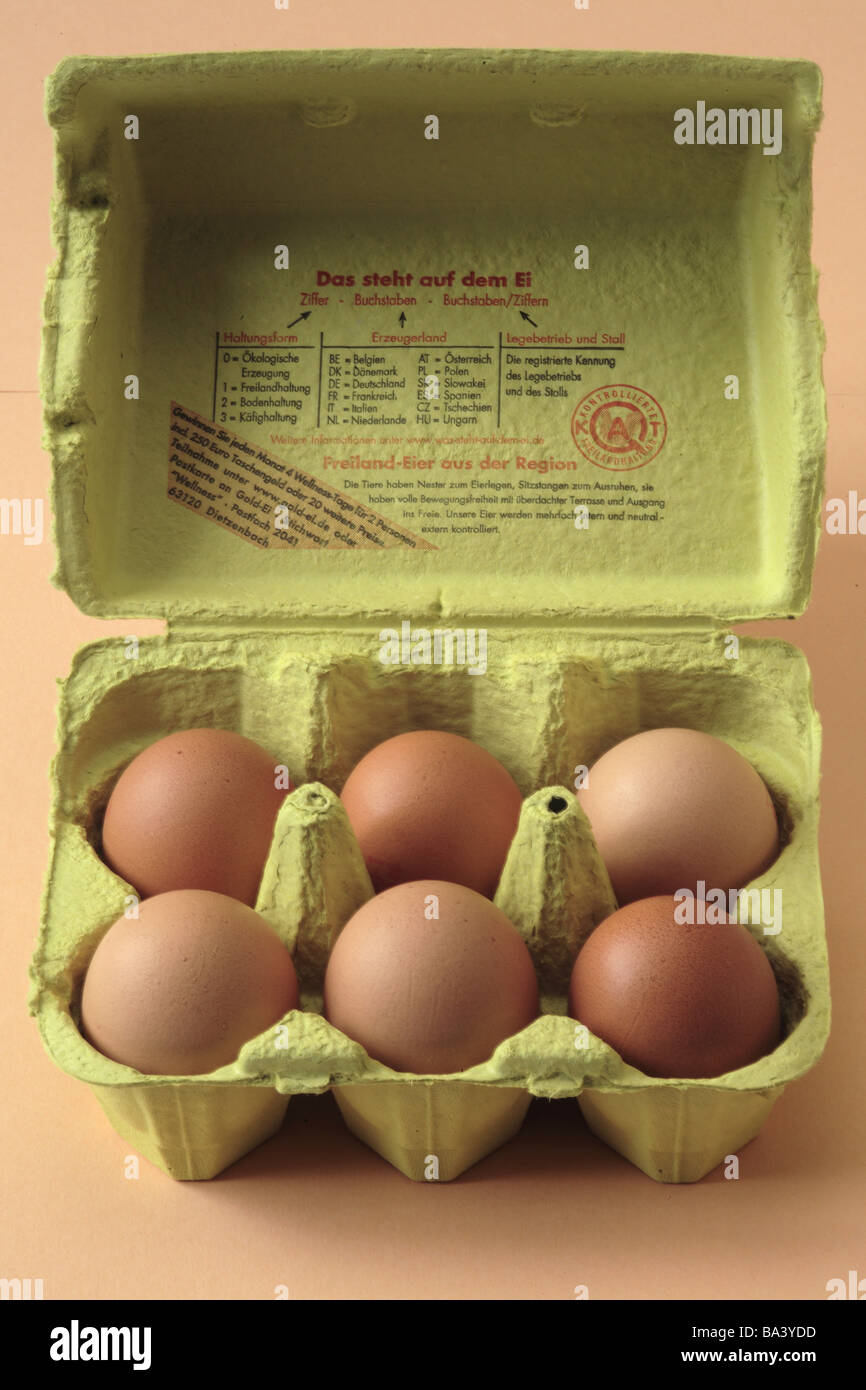 Eierkarton openly hen-eggs brown Eierschachtel eggs fragile 6er packets ...