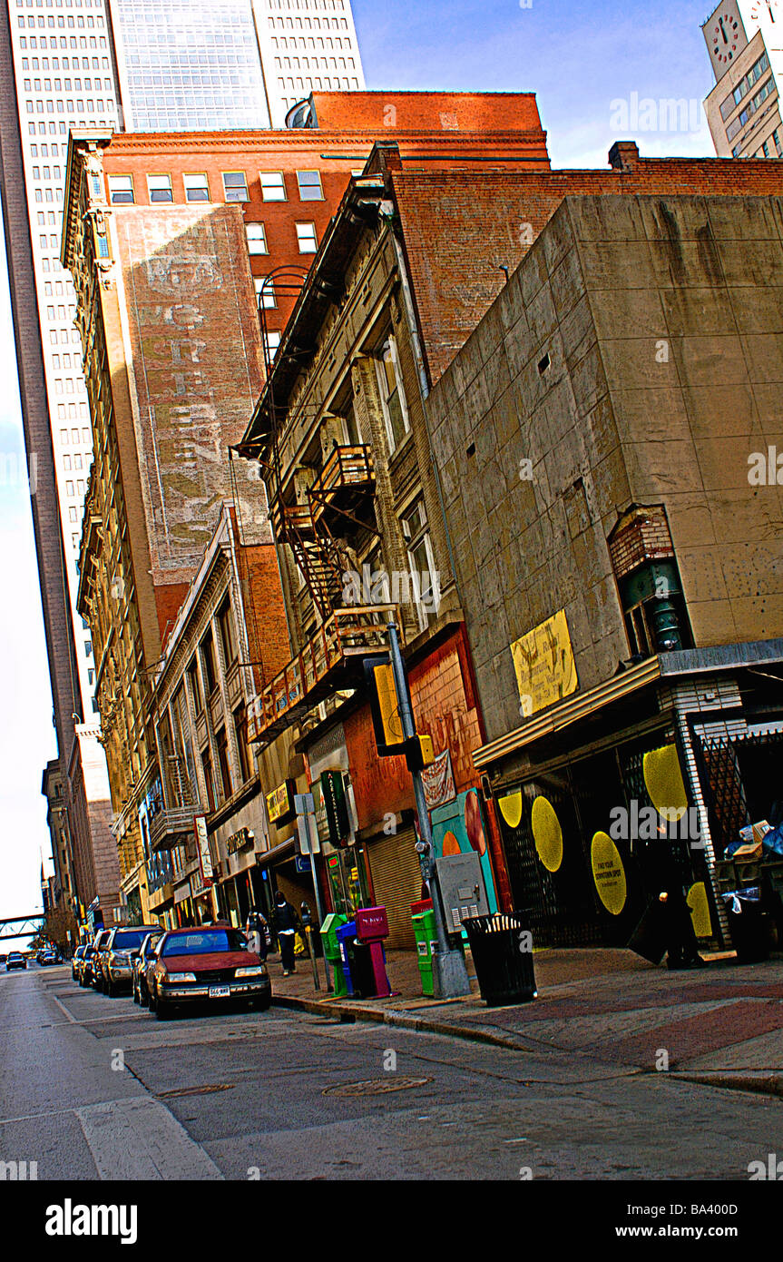 Street shot of older buildings in an urban setting Stock Photo - Alamy