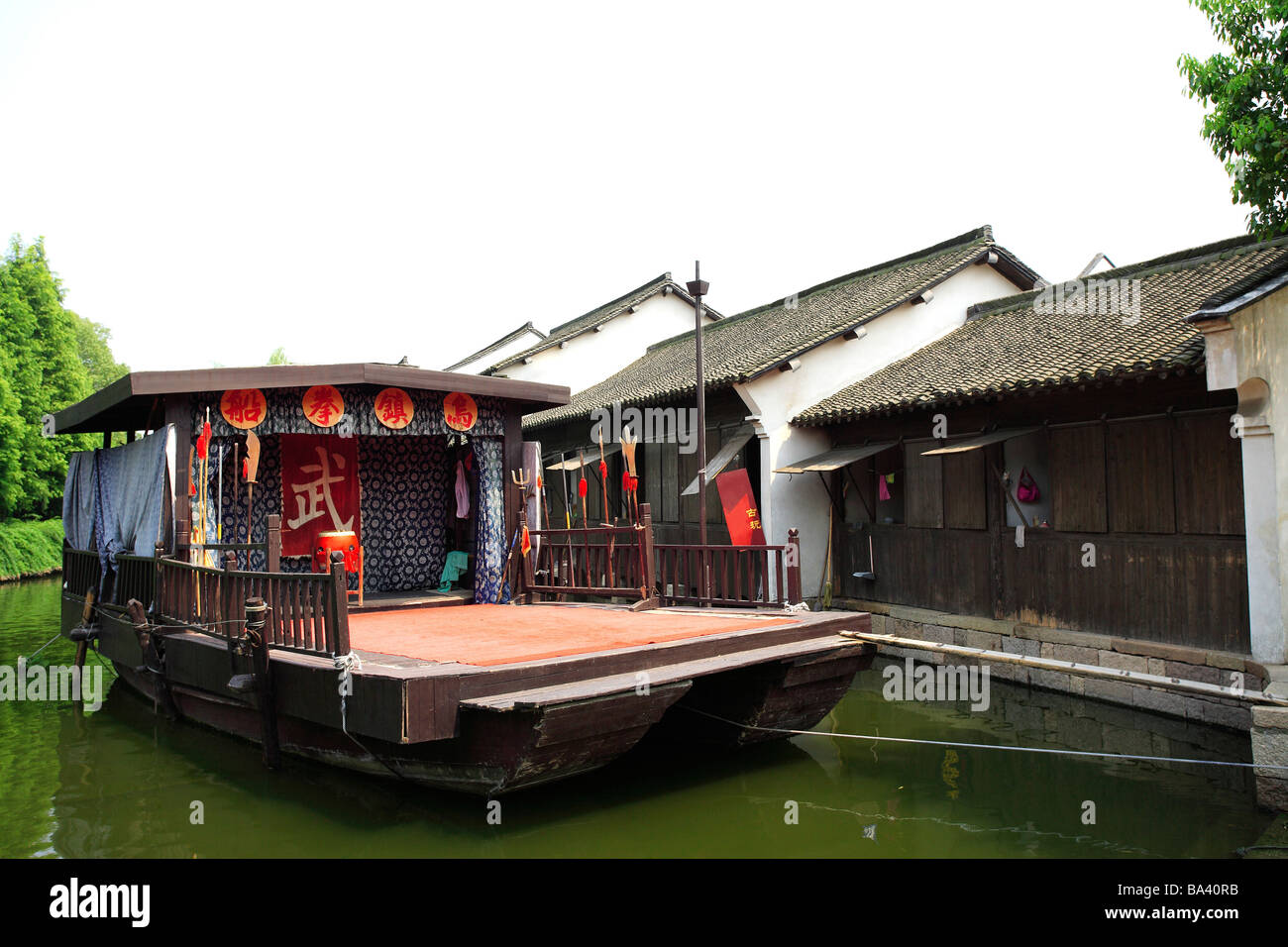 Asia China Zhejiang Province Wuzhen Row boat known as water stage in ...