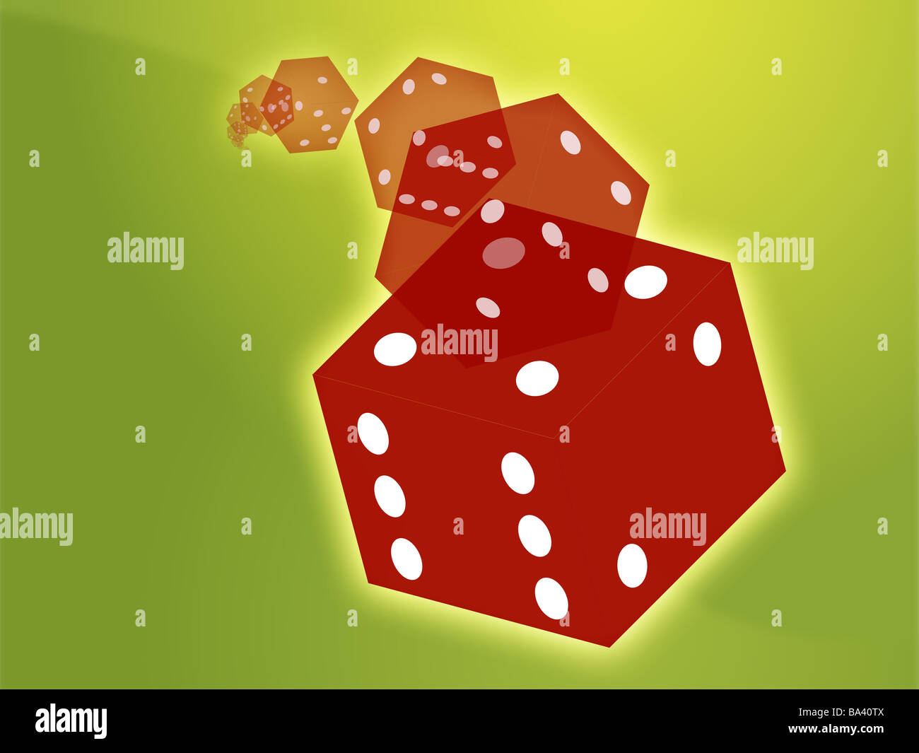 Illustration of translucent rolling red dice showing gambling Stock ...
