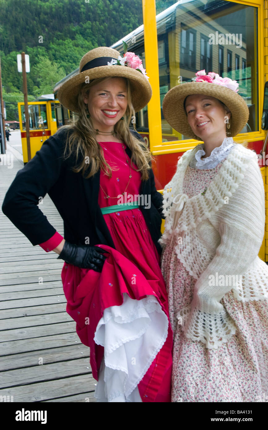 Skagway Streetcar Company tour guides dressed in period costume pose ...