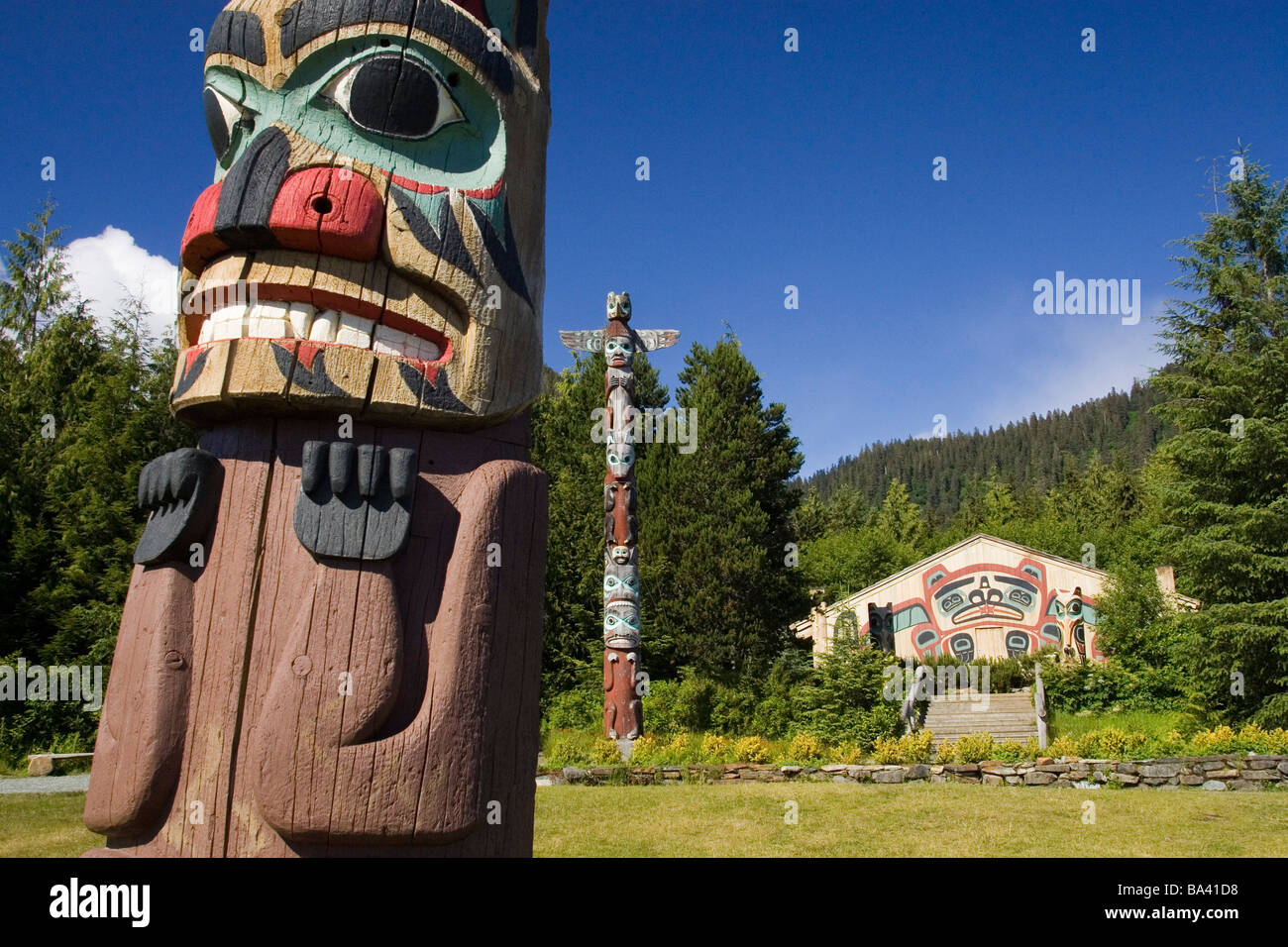 Totem poles @ Saxman village near Ketchikan Alaska Southeast Summer ...