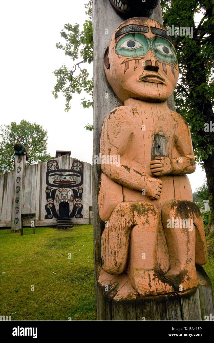 Totem poles & Tribal House of the Bear Chief Shakes Island Wrangell ...