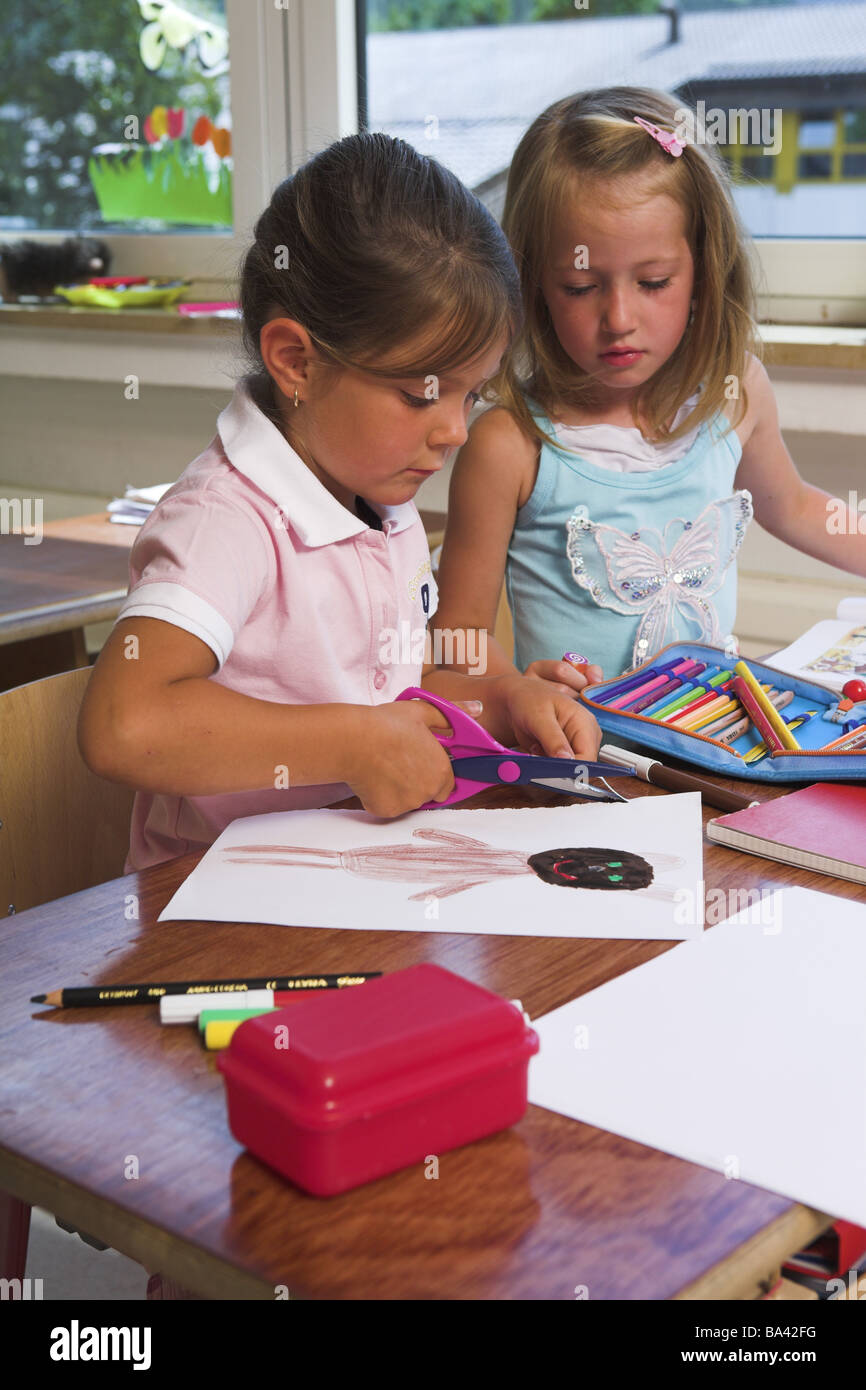 School classrooms instruction reason-schoolgirls intently paints does ...