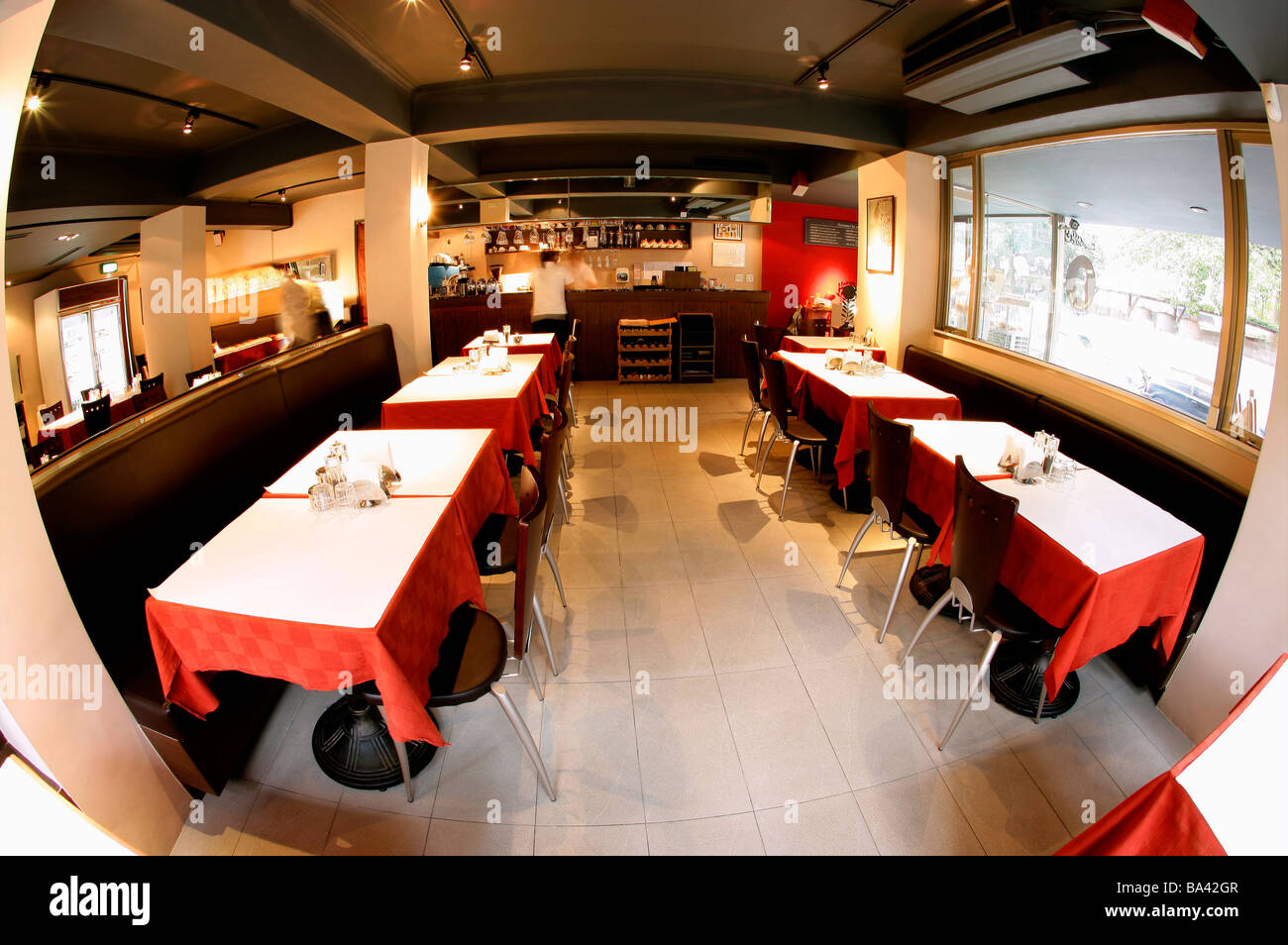 Table setting in restaurant Fish Eye Lens Stock Photo - Alamy