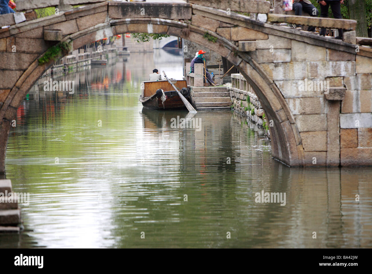 Asia China Jiangsu Province Zhouzhuang Town Water town with arch bridge ...