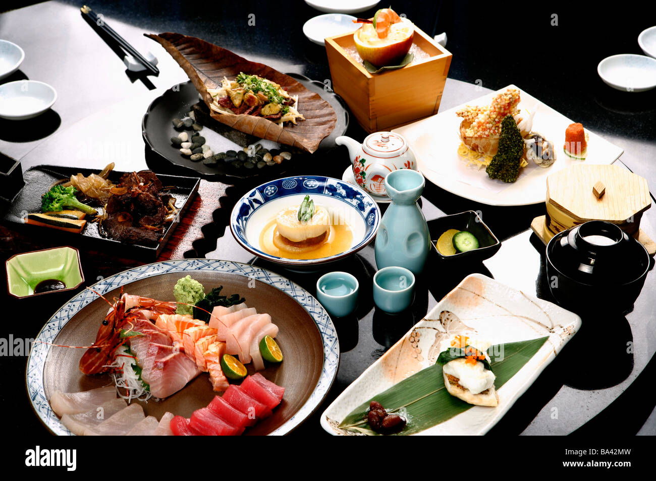 Typical Japanese Food on Table Stock Photo - Alamy
