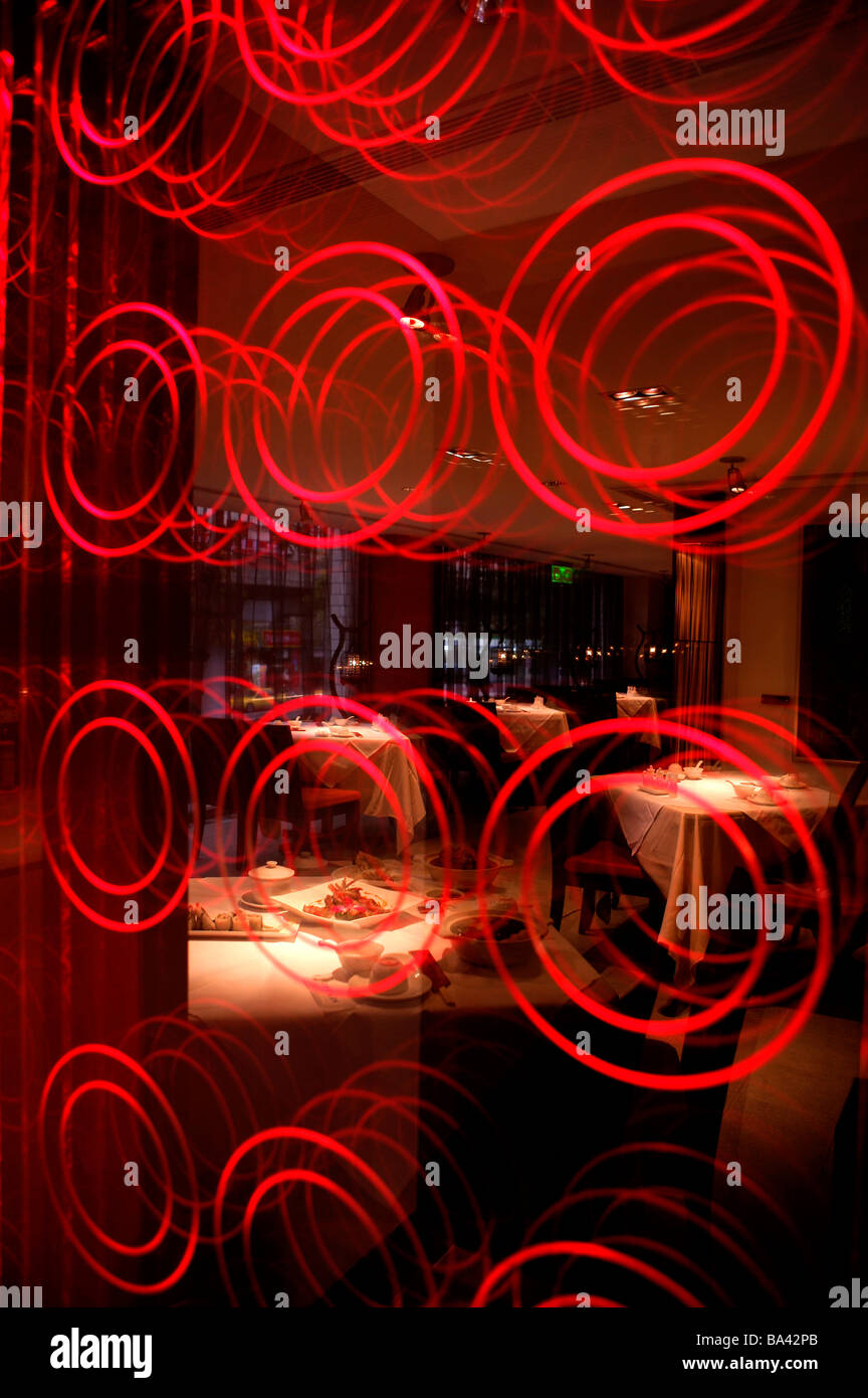 Restaurant view through glass Stock Photo - Alamy