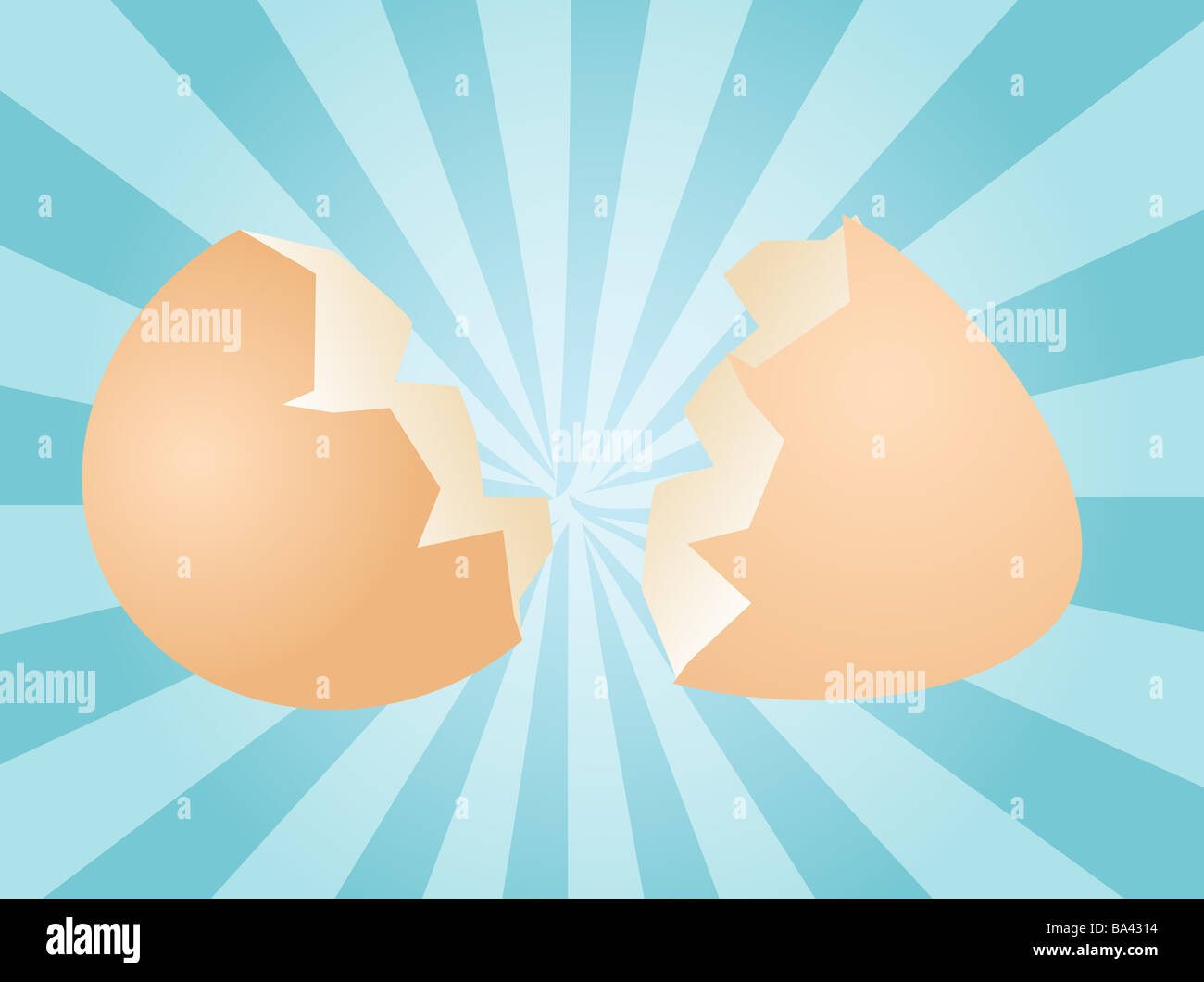 Egg illustration clipart broken shell two halves Stock Photo - Alamy