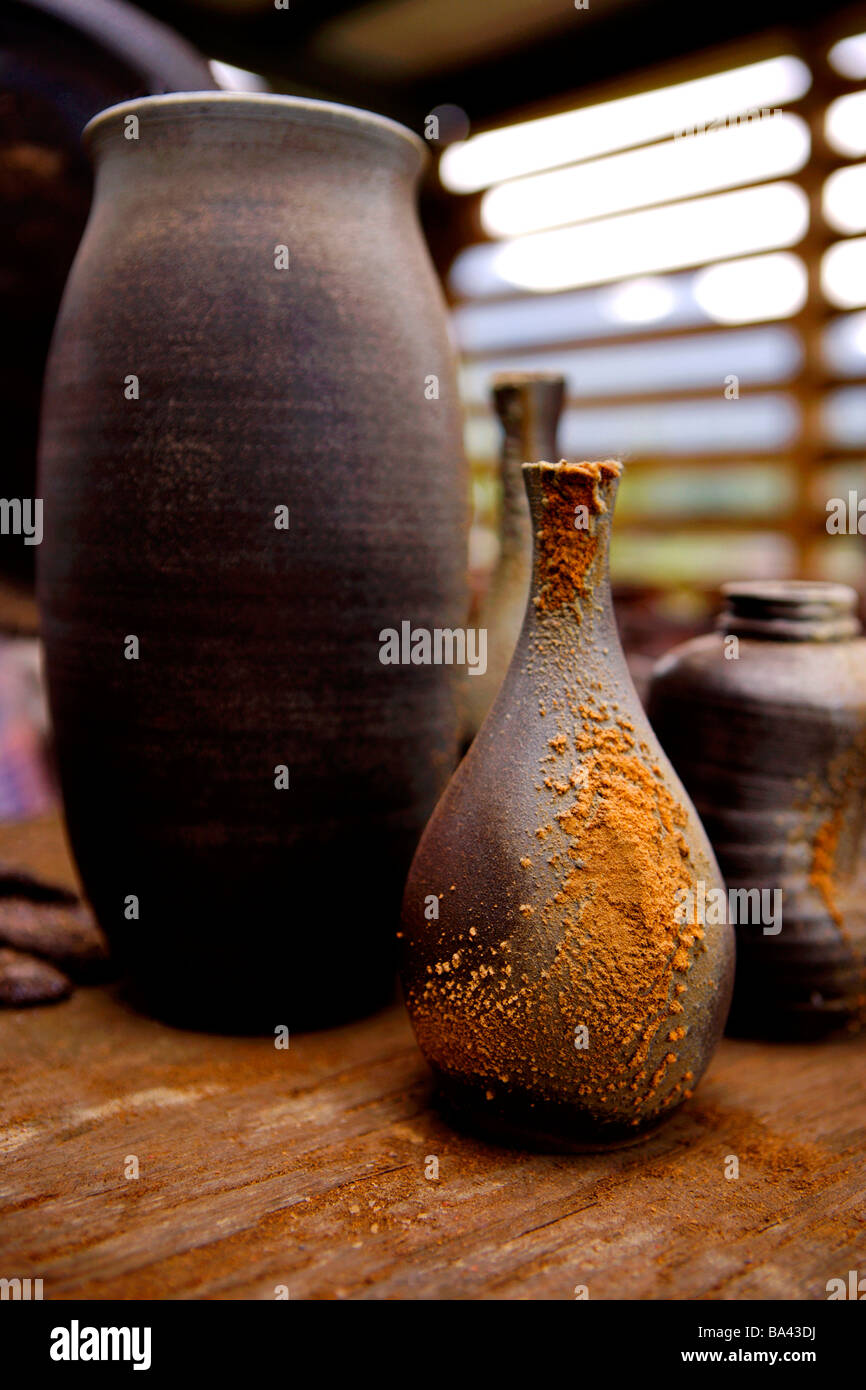 Ceramic pots with charcoal ash Stock Photo - Alamy