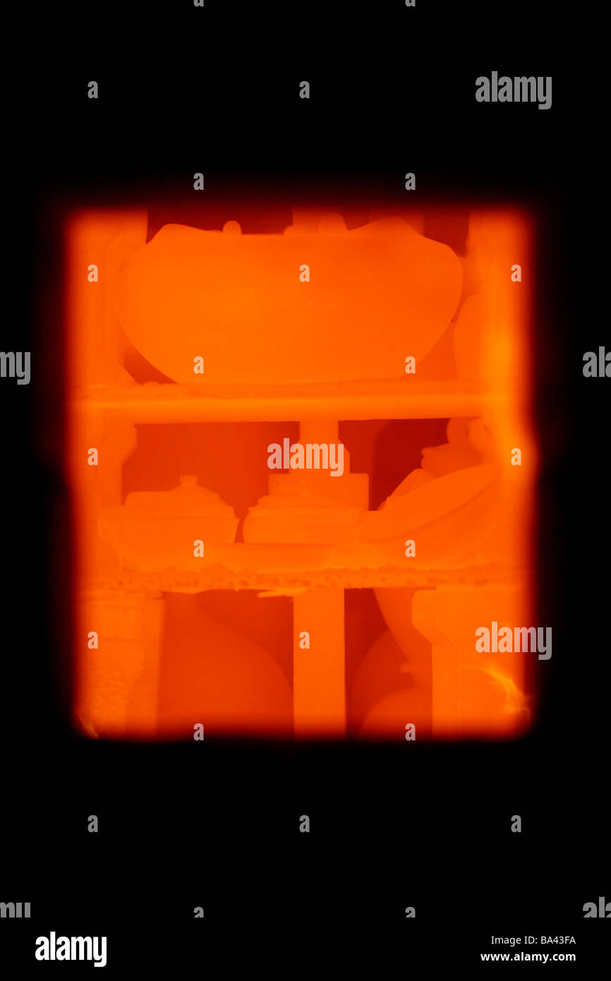 View through ceramic kiln s inspection hole Stock Photo - Alamy