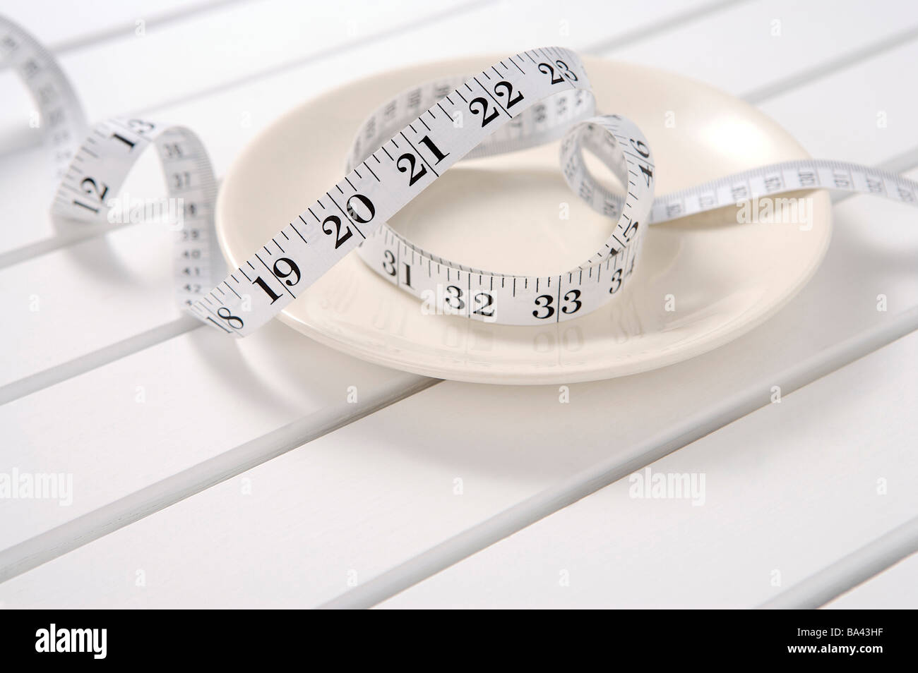Plate and tape measure Stock Photo - Alamy