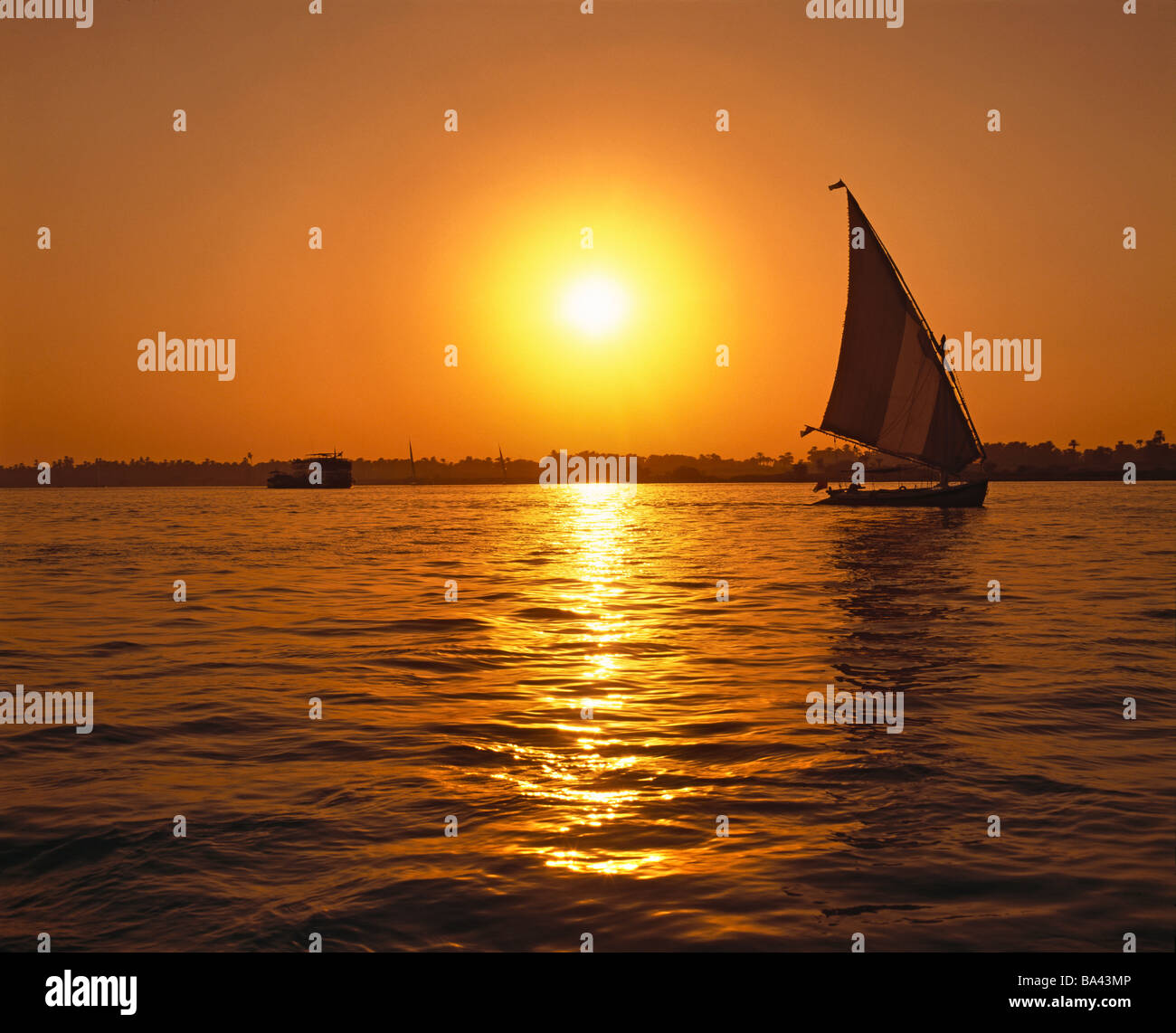 Felucca on the Nile at Sunset, Luxor, Egypt Stock Photo - Alamy