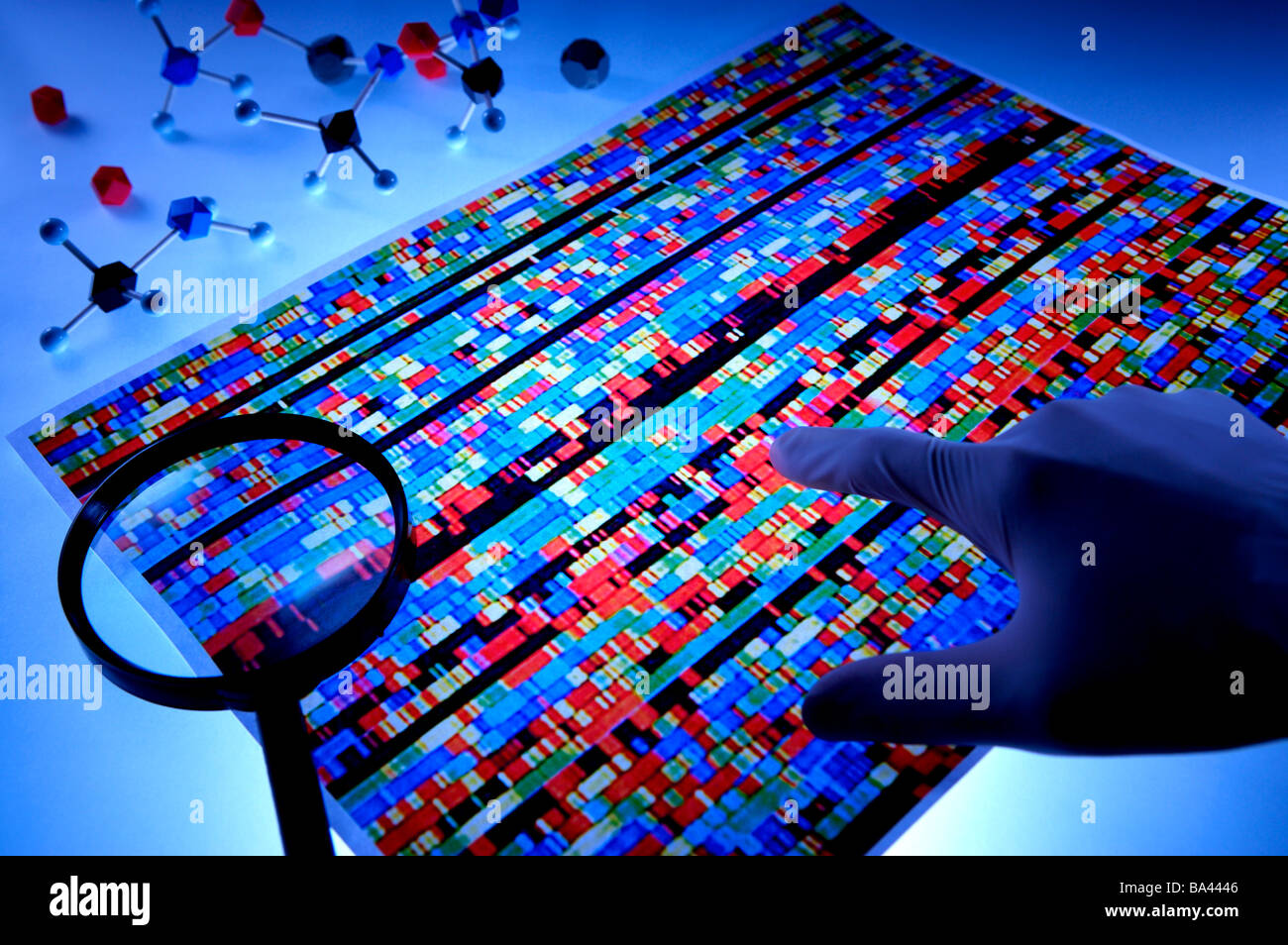 Magnifying Glass and Molecular Structures Stock Photo - Alamy