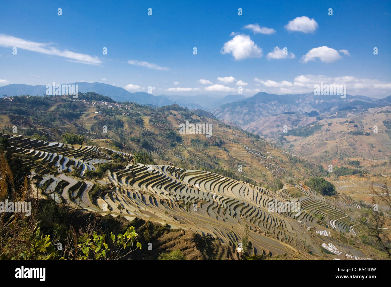 China Yunnan Province Yuanyang rice terraces in the mountain Stock ...