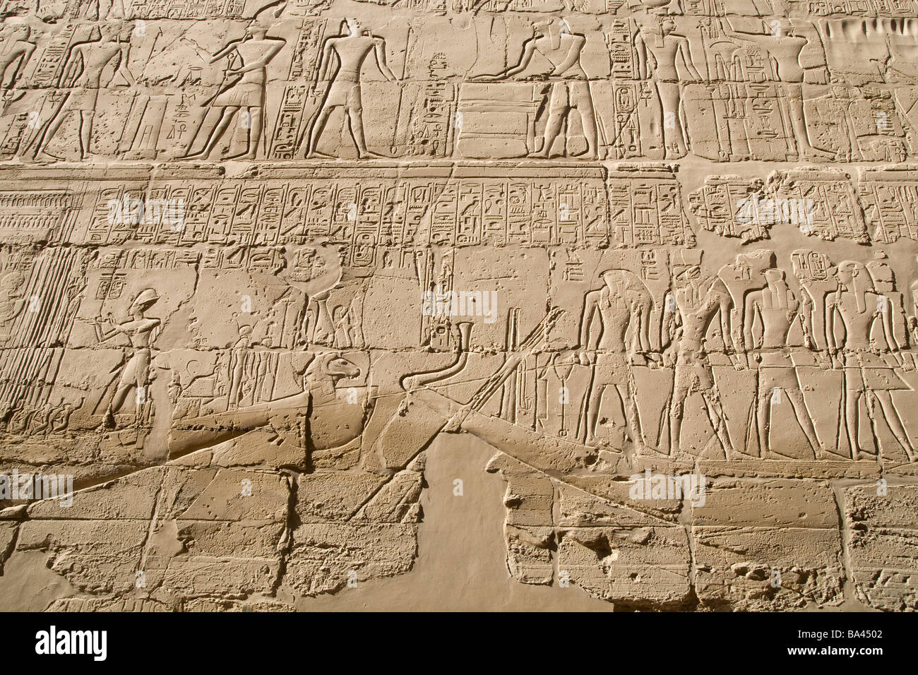 Reliefs of barque procession in the Hypostyle Hall at Karnak Temple ...