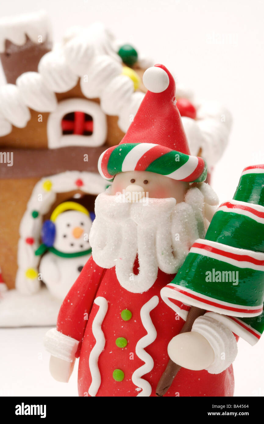 Santa Claus and Gingerbread House Stock Photo - Alamy