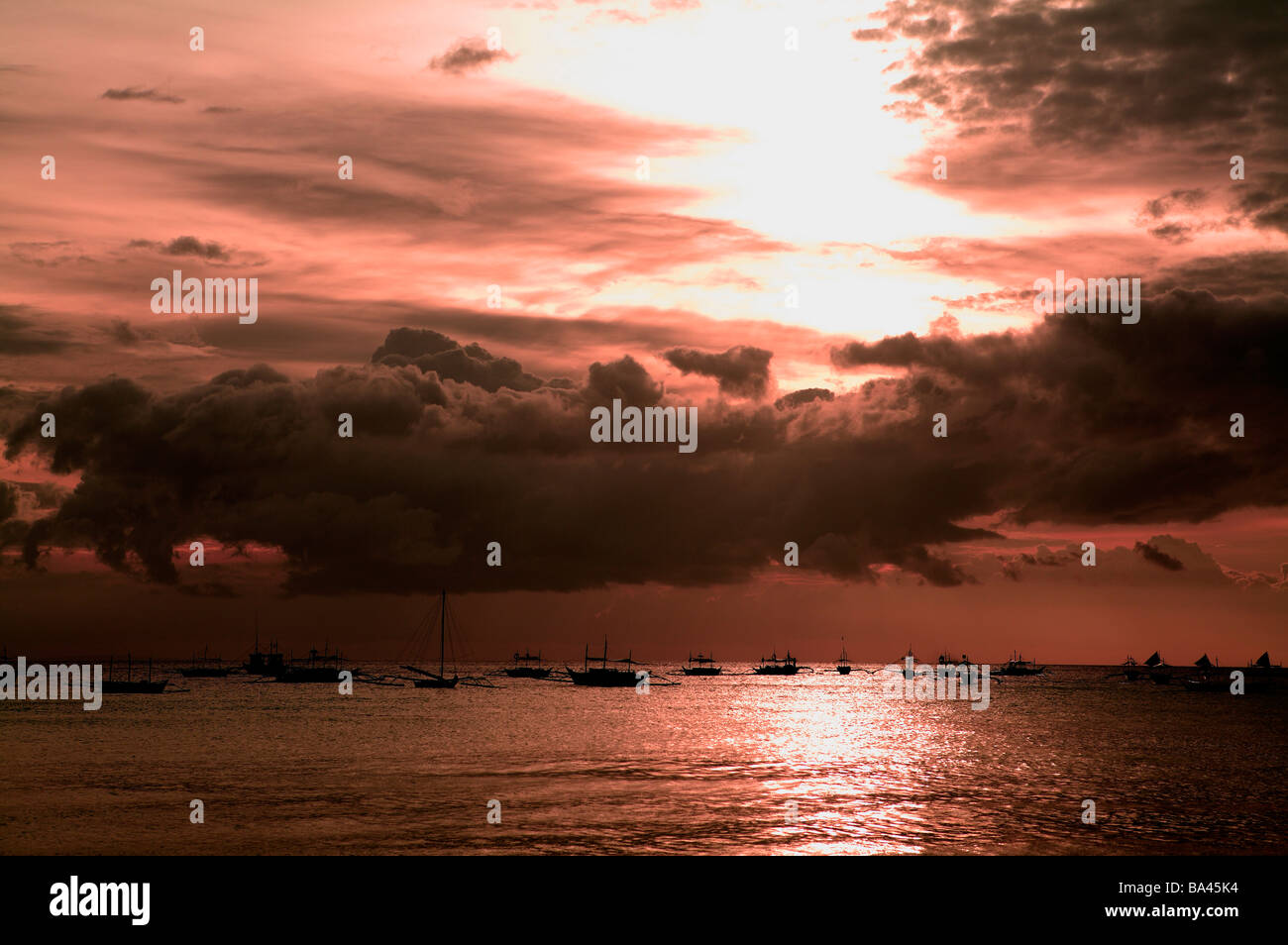 Yacht traveling at the sunset Stock Photo - Alamy