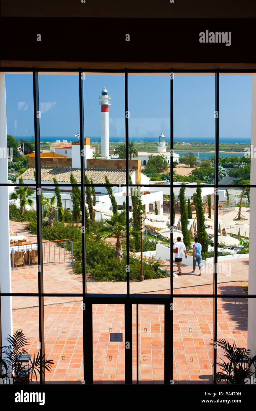 The lighthouse from Fuerte Hotel hall town of El Rompido mucipality of ...