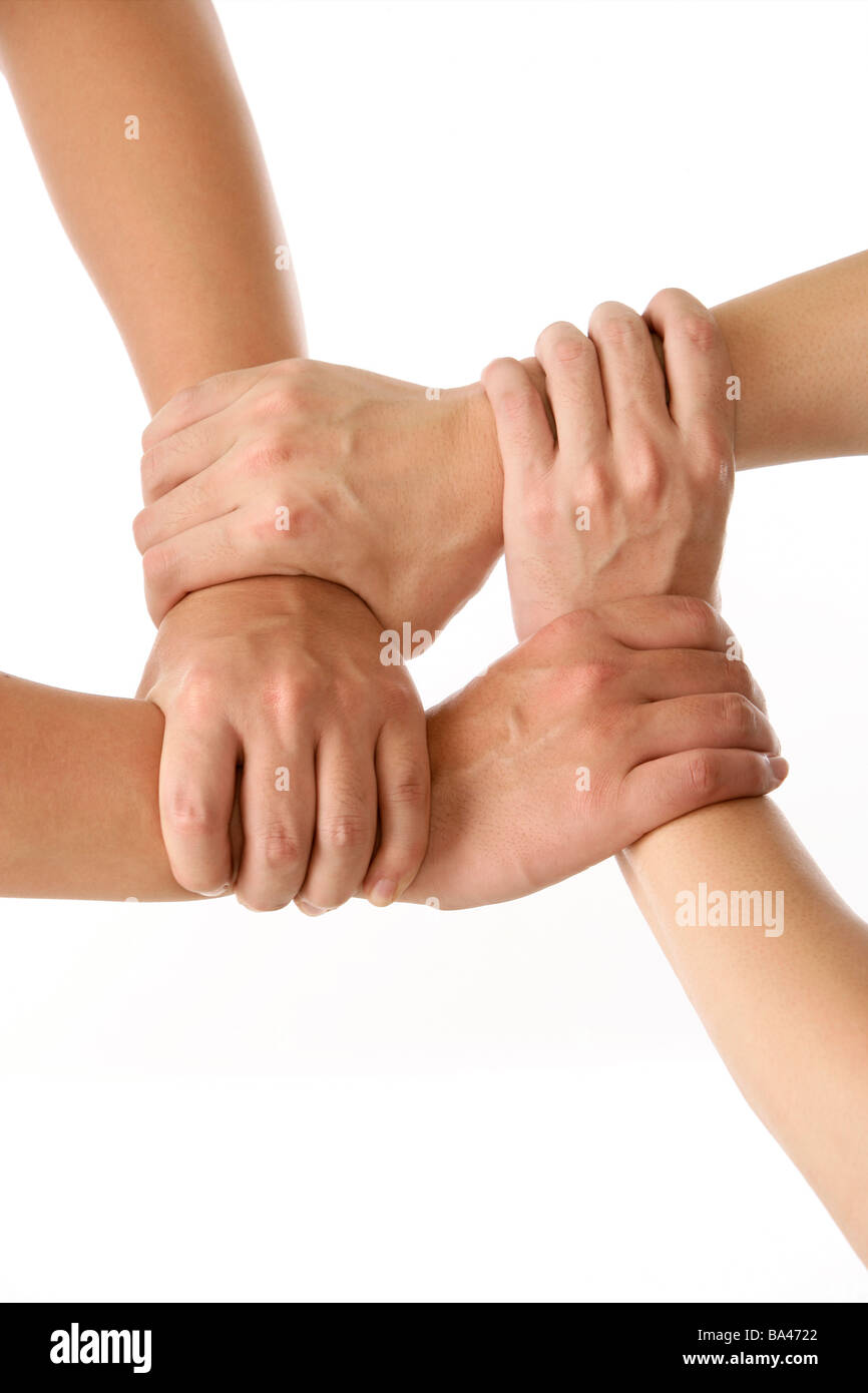 Two men gripping one another s wrists forming square detail Stock Photo ...