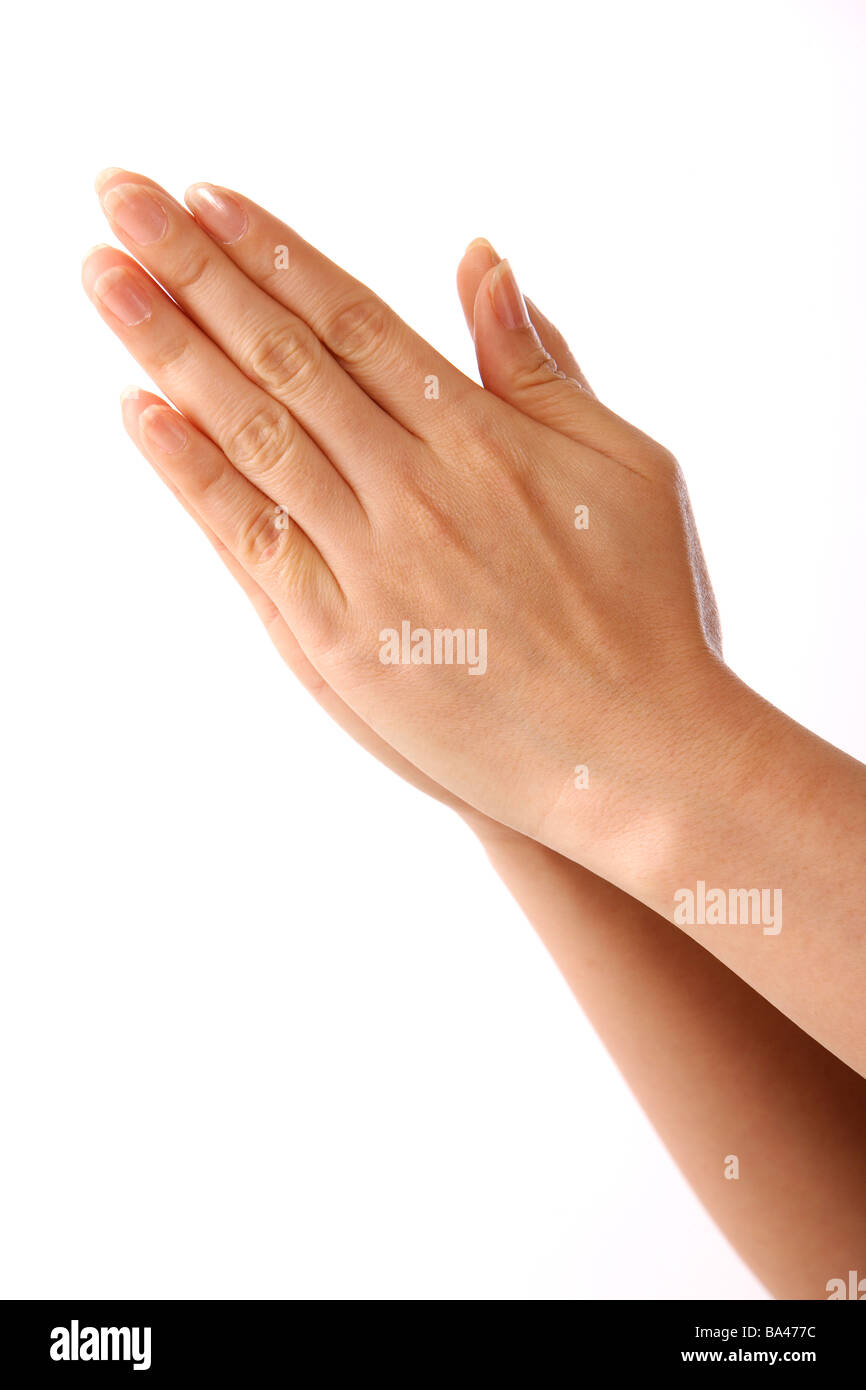 Pressing palms together hi-res stock photography and images - Alamy