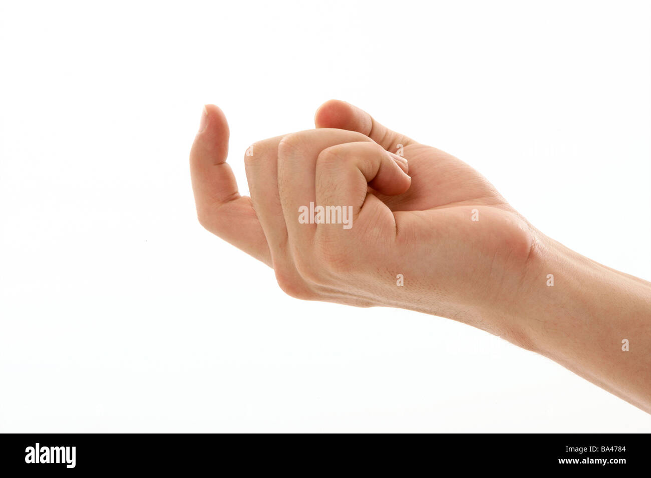 A man s hand signaling a come here sign Stock Photo - Alamy