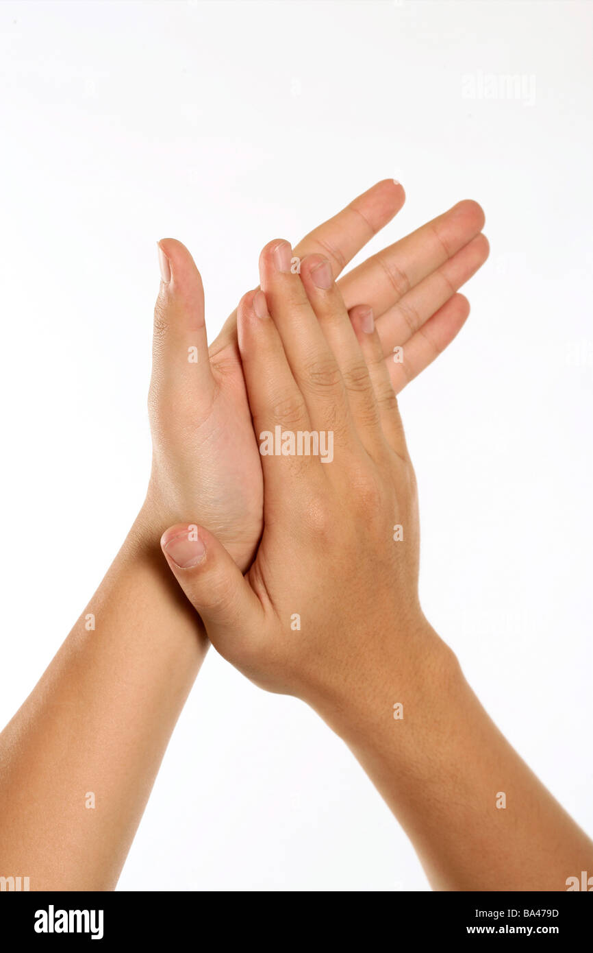 Man s hand clapping Stock Photo - Alamy